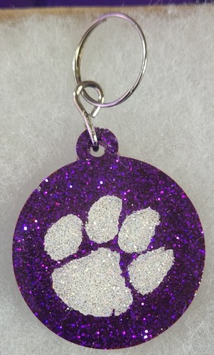 Clemson Tigers Keychain Purple W/White Paw Key Chain/Keyring | eBay