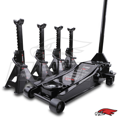 2.5 TONNE DUAL PISTON HYDRAULIC CAR TROLLEY JACK & 4 AXLE STANDS 2.0 ...