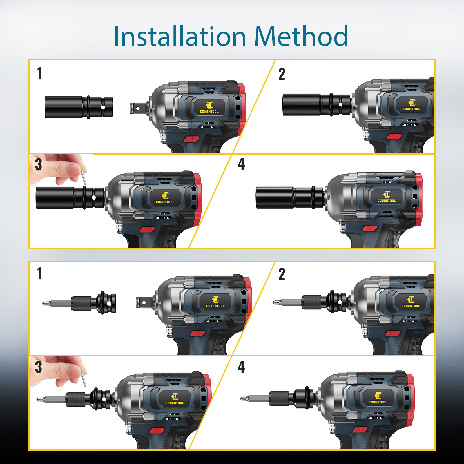 21V Cordless Impact Wrench 1/2"Driver Ratchet Rattle Nut Gun Set 620Nm ...