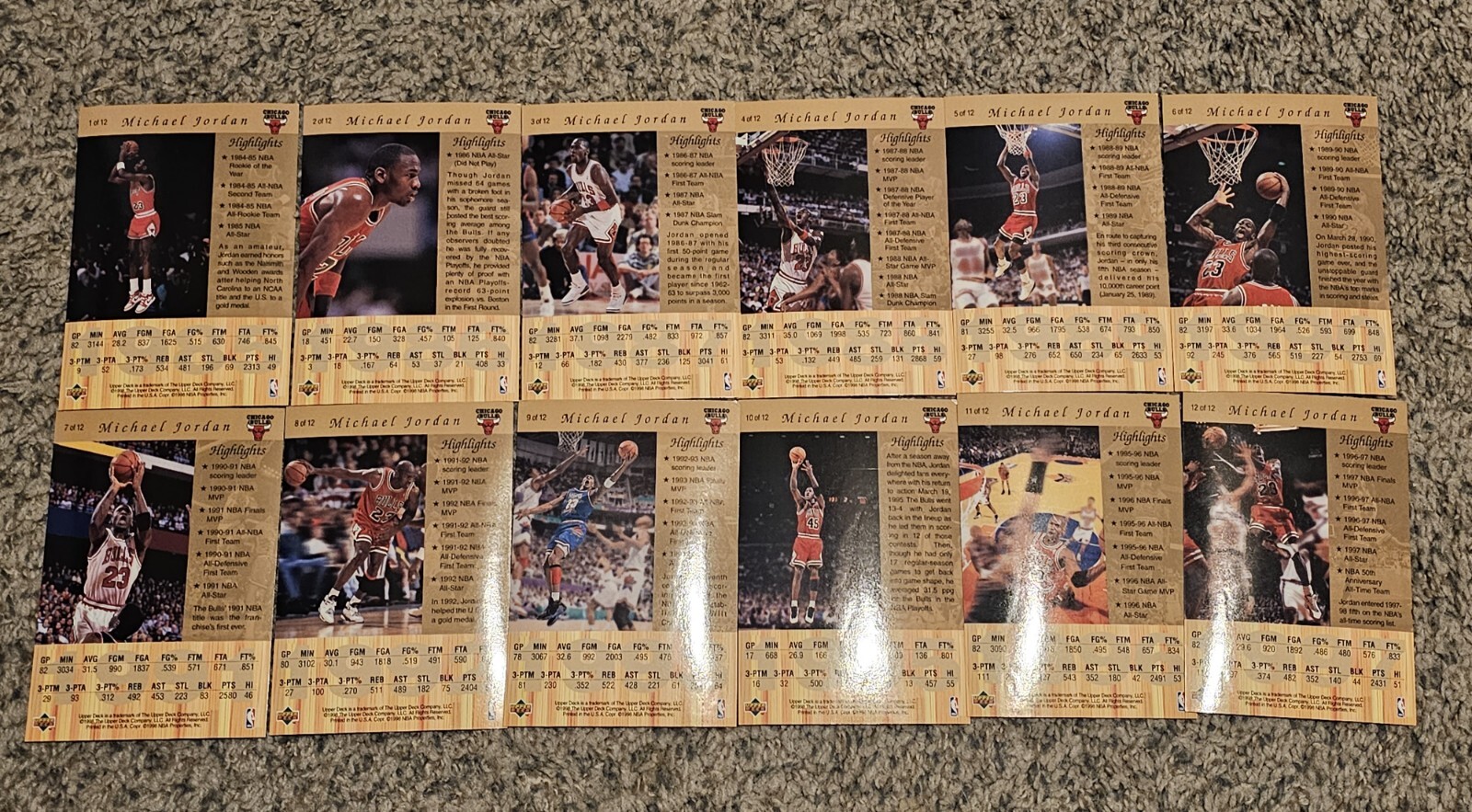 Michael Jordan Upper Deck Gold Refractor Cards Full Set of 12- Rare | eBay
