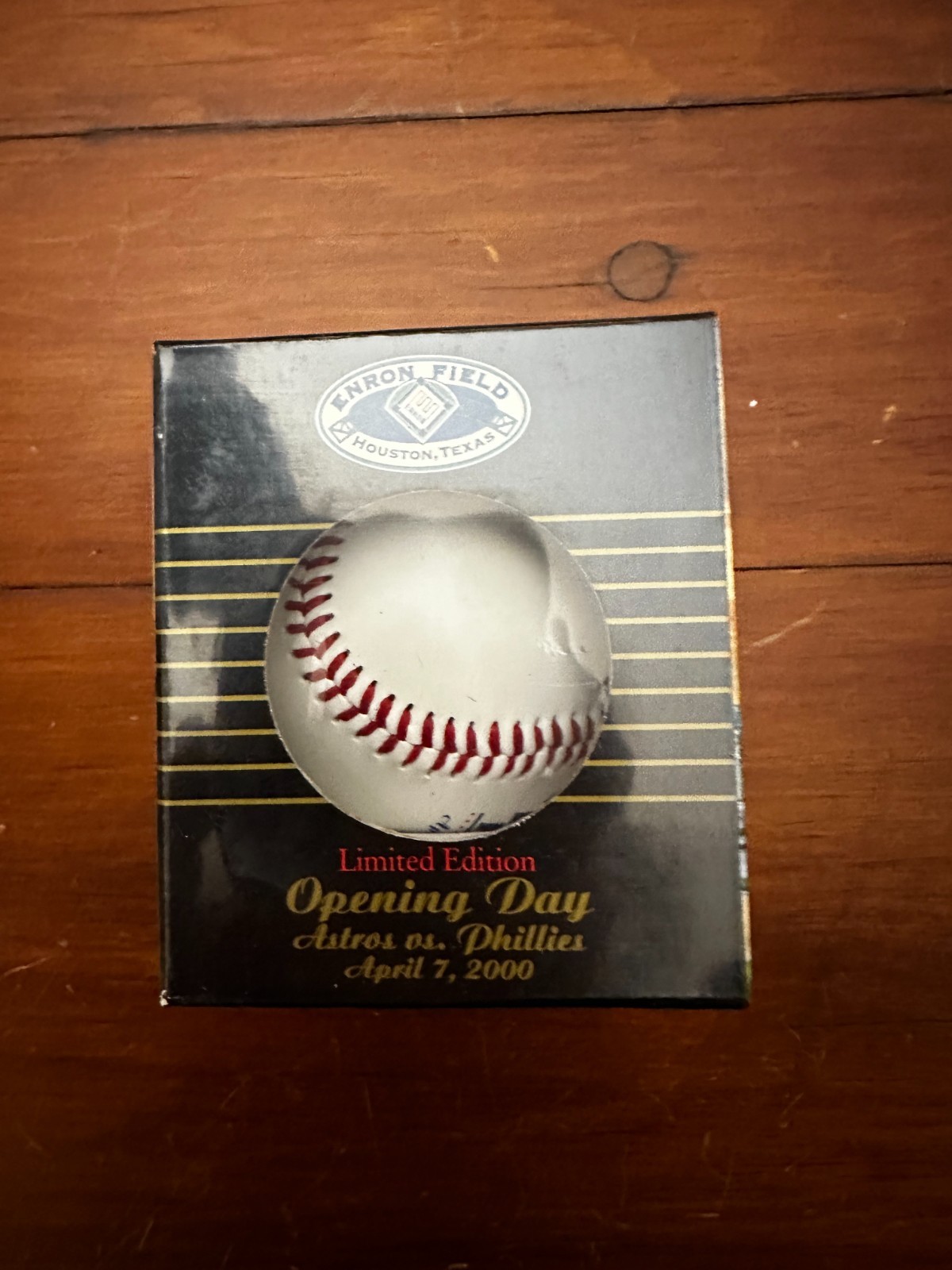 Unopened Houston Astros Commemorative Baseball, Opening Day Enron Field ...