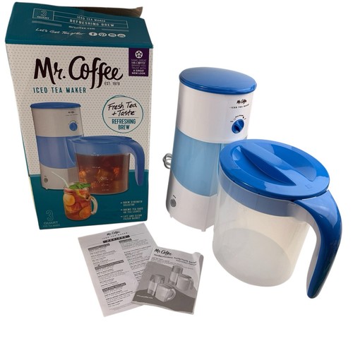 Mr Coffee Iced Tea Maker TM70 Blue and White 3 Quart Brew Selector NEW ...