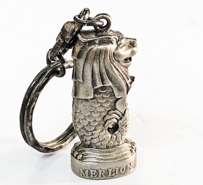 Merlion Lion Keychain Key Ring Holder Travel Memorabilia Talisman ...