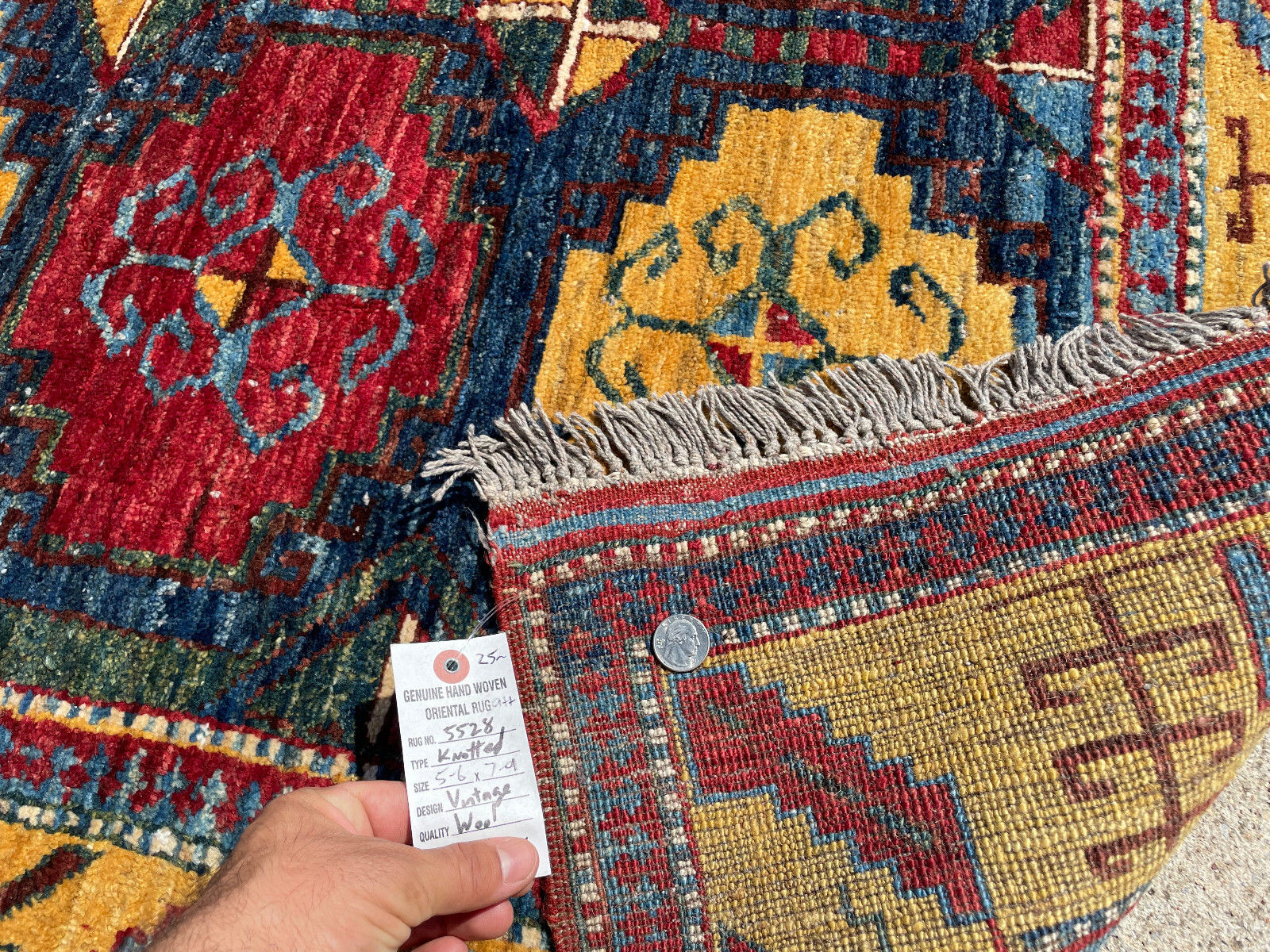 6x8 BLUE ANTIQUE WOOL RUG HAND-KNOTTED VINTAGE handmade oriental heriz ...