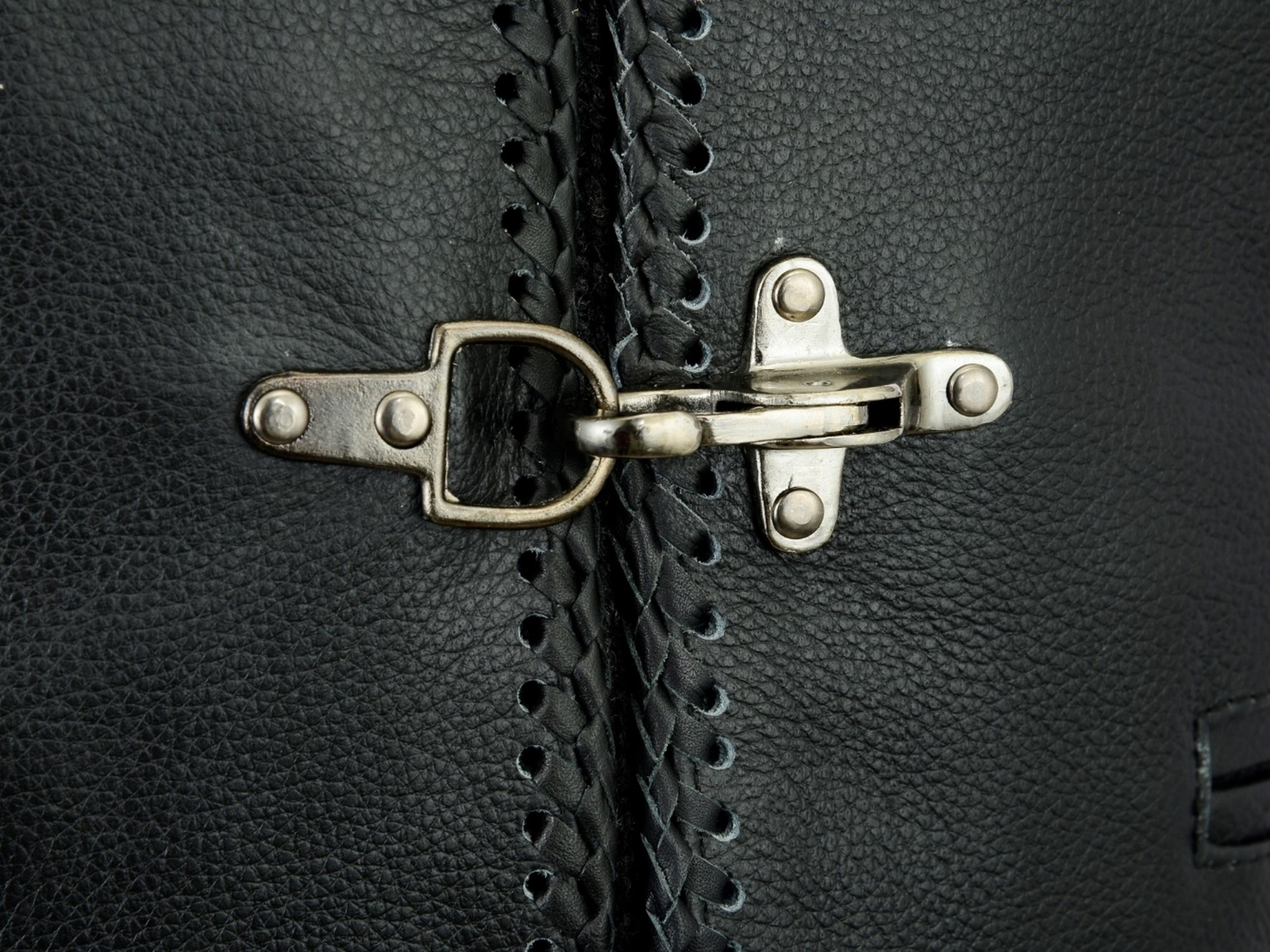 Leather Waistcoat Motorbike Fish Hook Clip Braided Biker Mens ...