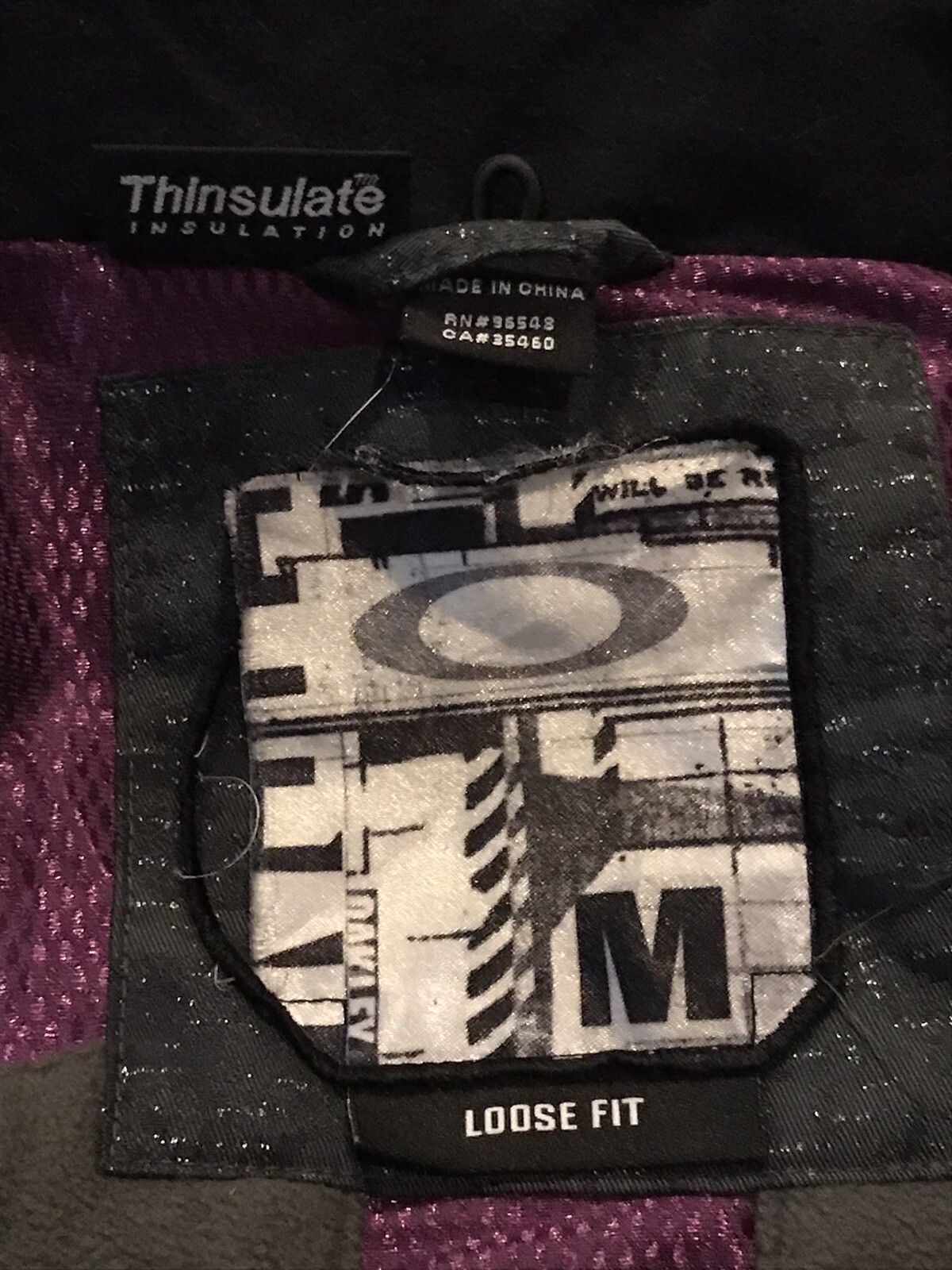 RARE Oakley THINSULATE Snow Ski Jacket Geometric Black White Size M ...