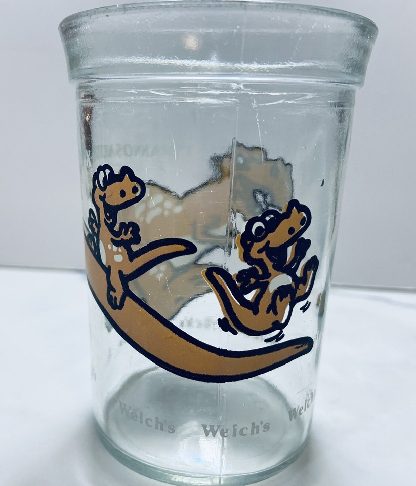 Vintage Welch's Jelly Jar Glass Tyrannosaurus Rex T-Rex 1988 Dinosaur 4 ...