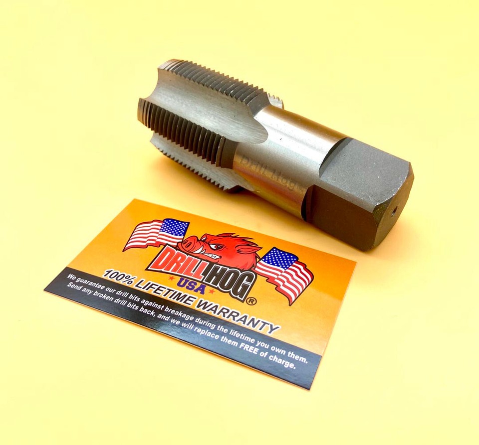 1-1/4" Pipe Tap 1-1/4"-11.5 Tap NPT Pipe Threader Drill Hog® Lifetime ...