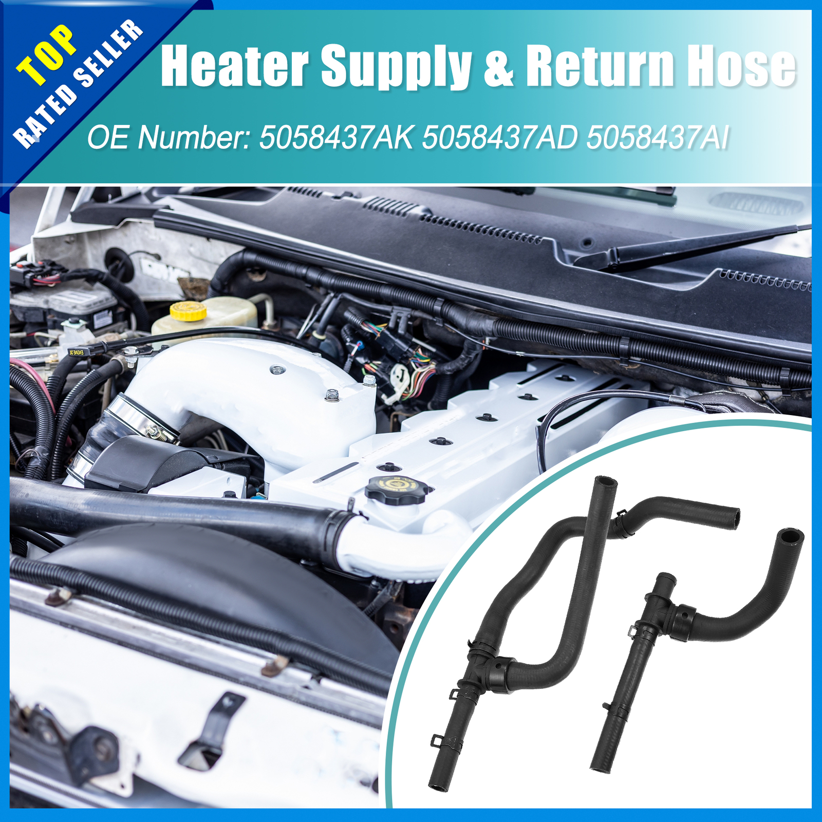 Pack of 1 For Dodge Journey 2.4VVT 2008-2020 Heater Hose Assembly Set ...