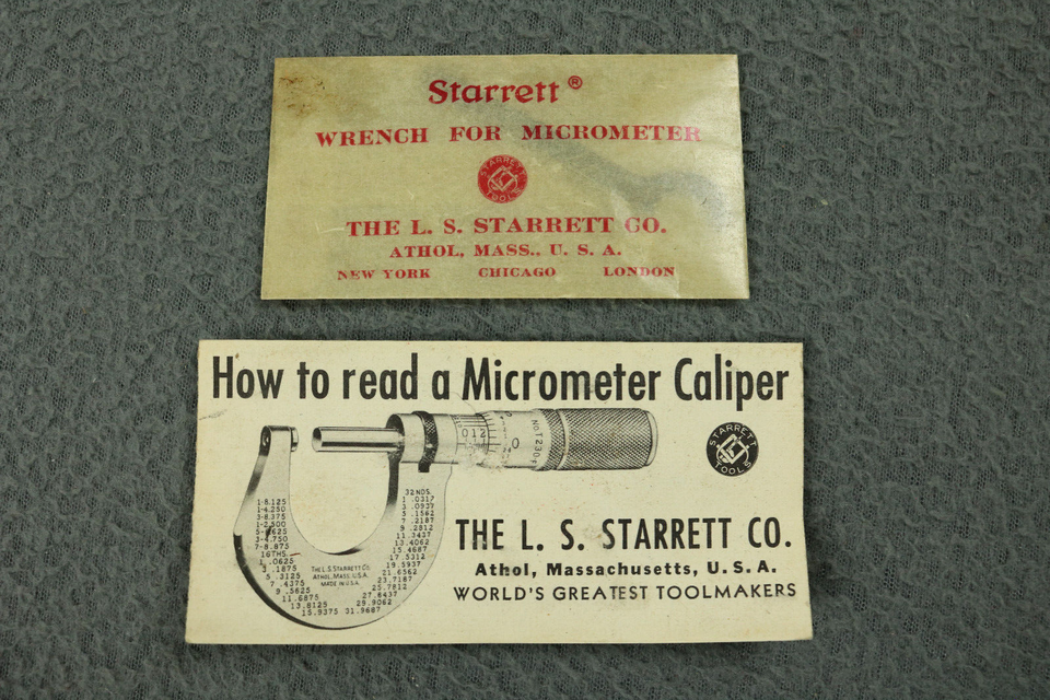Starrett Micrometer Caliper 0-1" .0001" Rachet Stop Lock Nut Wrench USA ...