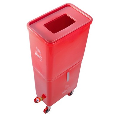 Red Drink Dump Bin w/ Wheels – Dual Compartment Liquid & Trash Disposal ...