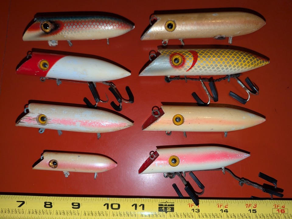 Lot of 8 Vintage Martin Fish Lure Co. Glass Eye Wood Salmon Plugs | eBay