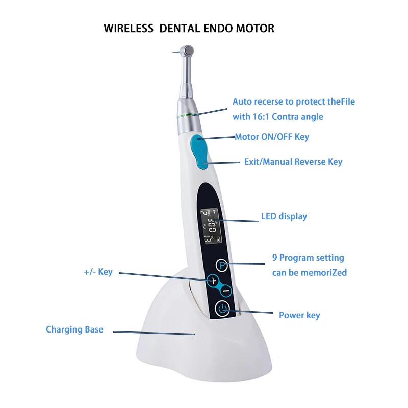 Dental Endo Motor LED 9 Working Modes 16:1 Automatic Reverse & Stop ...