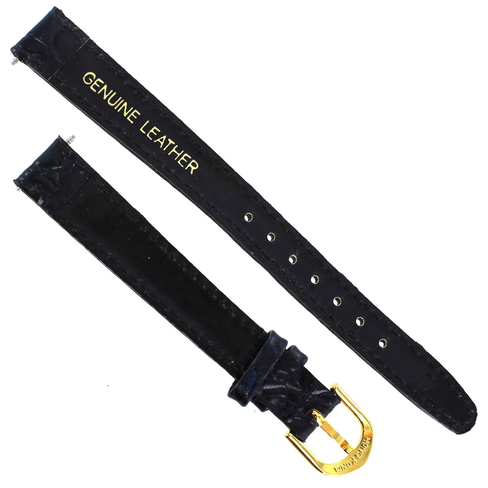 12mm Timex Dark Blue Stitched Croco-Grain Leather Ladies Watch Band ...