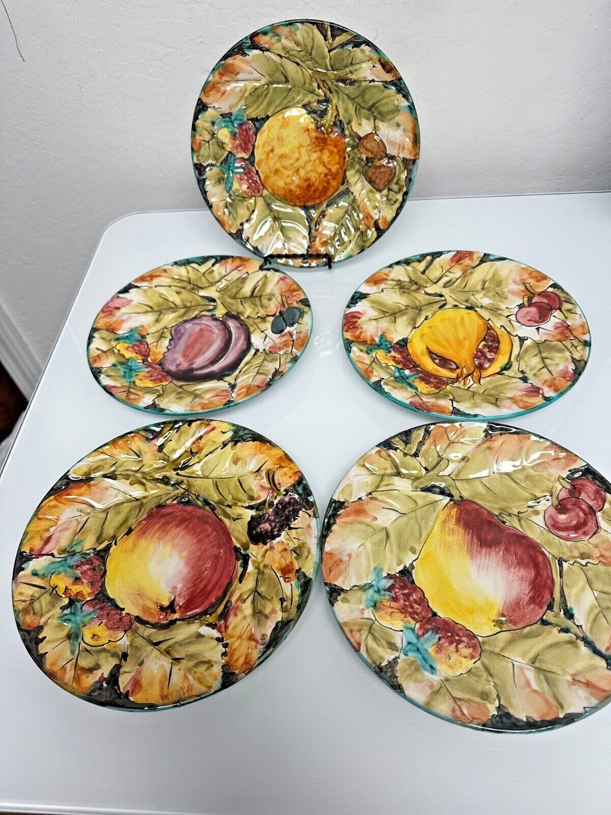 Vintage Italian Hand Painted Majolica Fruit Plate Fratelli Fanciullacci ...