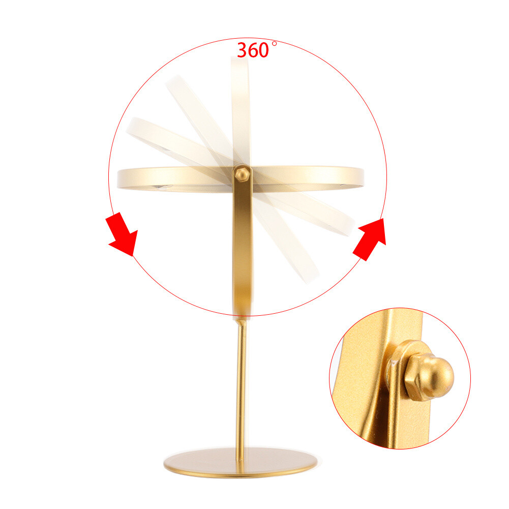 Desktop Mini Makeup Mirror Portable Swivel Gold Metal Stand Vanity ...