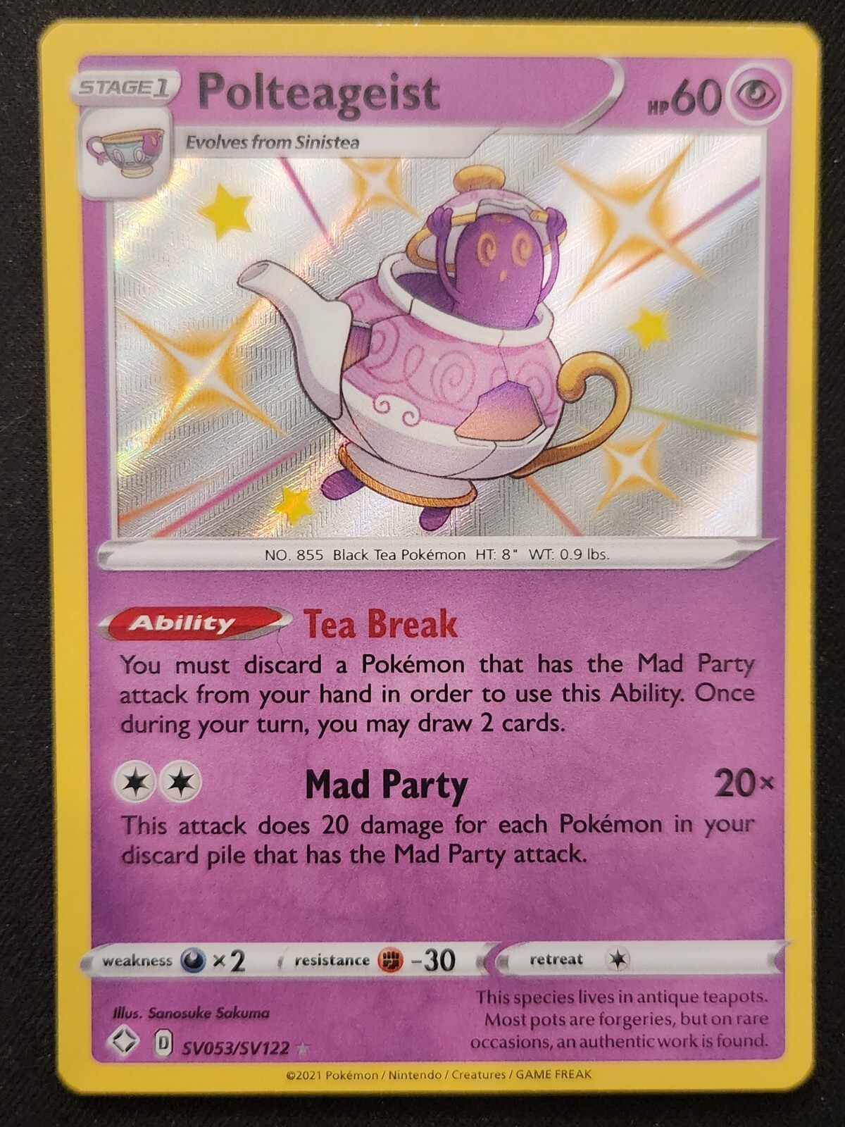 Polteageist SV053/SV122 Shining Fates Shiny Vault Holo Rare Pokémon TCG ...