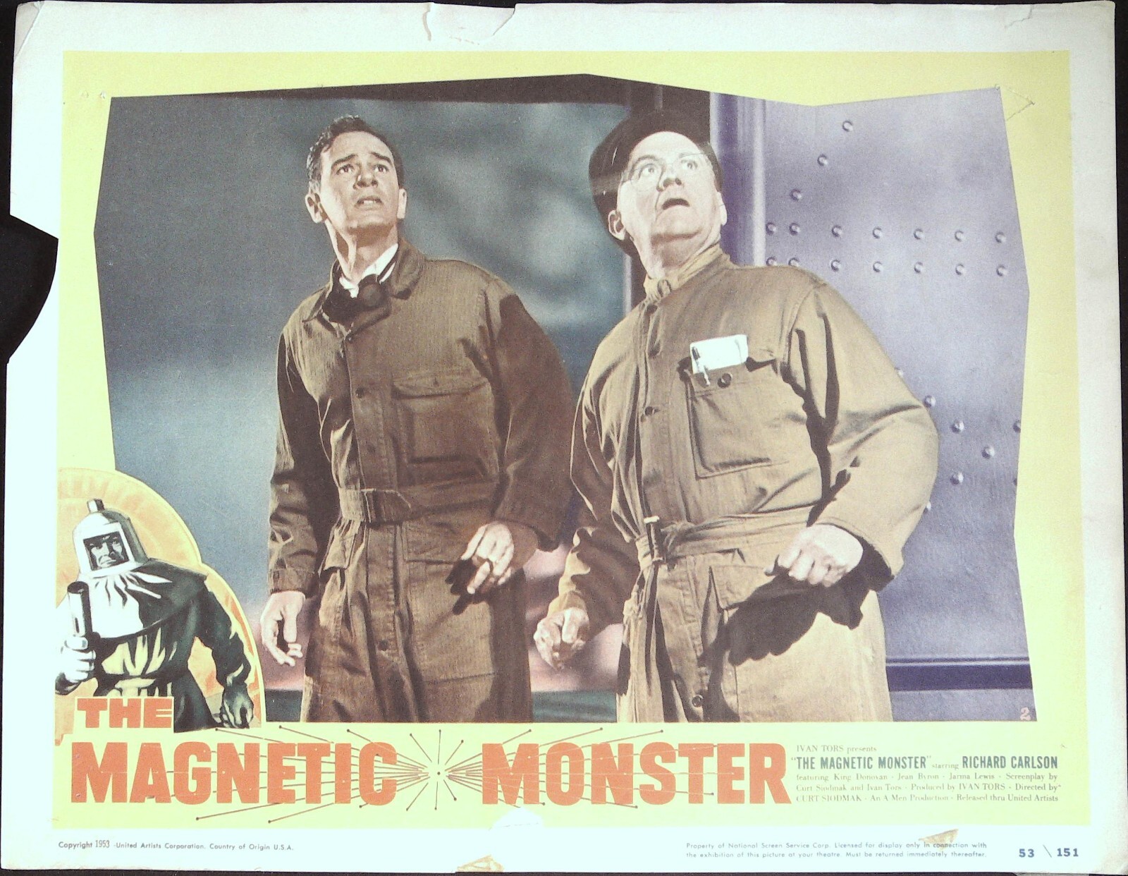 The Magnetic Monster Lobby Card #2 1953 Carlson & Donald Kerr stare in ...