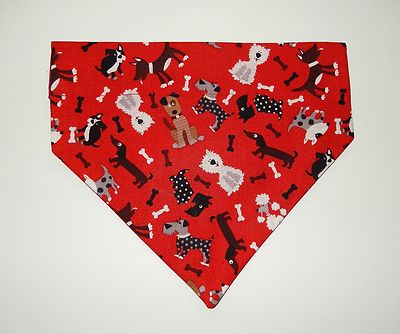 TINY WHITE/GREY/BLACK DOGS ON RED DOG SCARF--MEDIUM | eBay