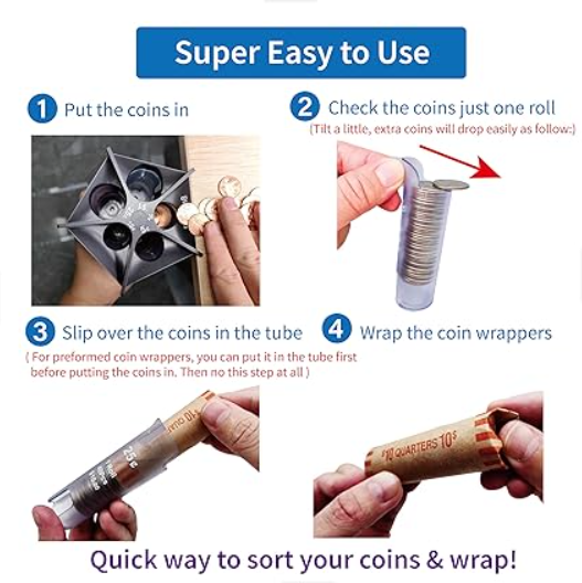 Coin Counter Coin Sorter Tube|Creative 5in1 Change Sorter Coin Counter ...