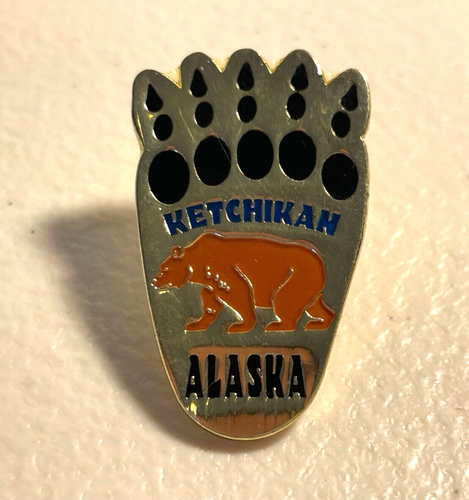 VTG Ketchikan Alaska Bear Paw Lapel Pin 1.5" bear foot polar grizzly AK ...