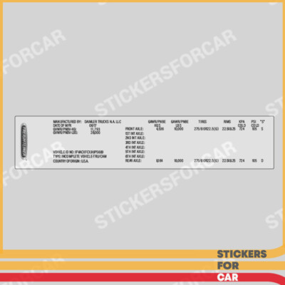 Freightliner M2 VIN Sticker USA Quality Replica Vehicle Conforms | eBay