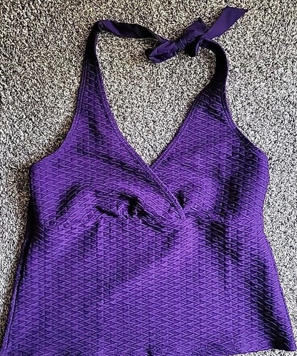 Lands' End Purple 14-16 Large Halter Swim Top Textured Womens Solid ...