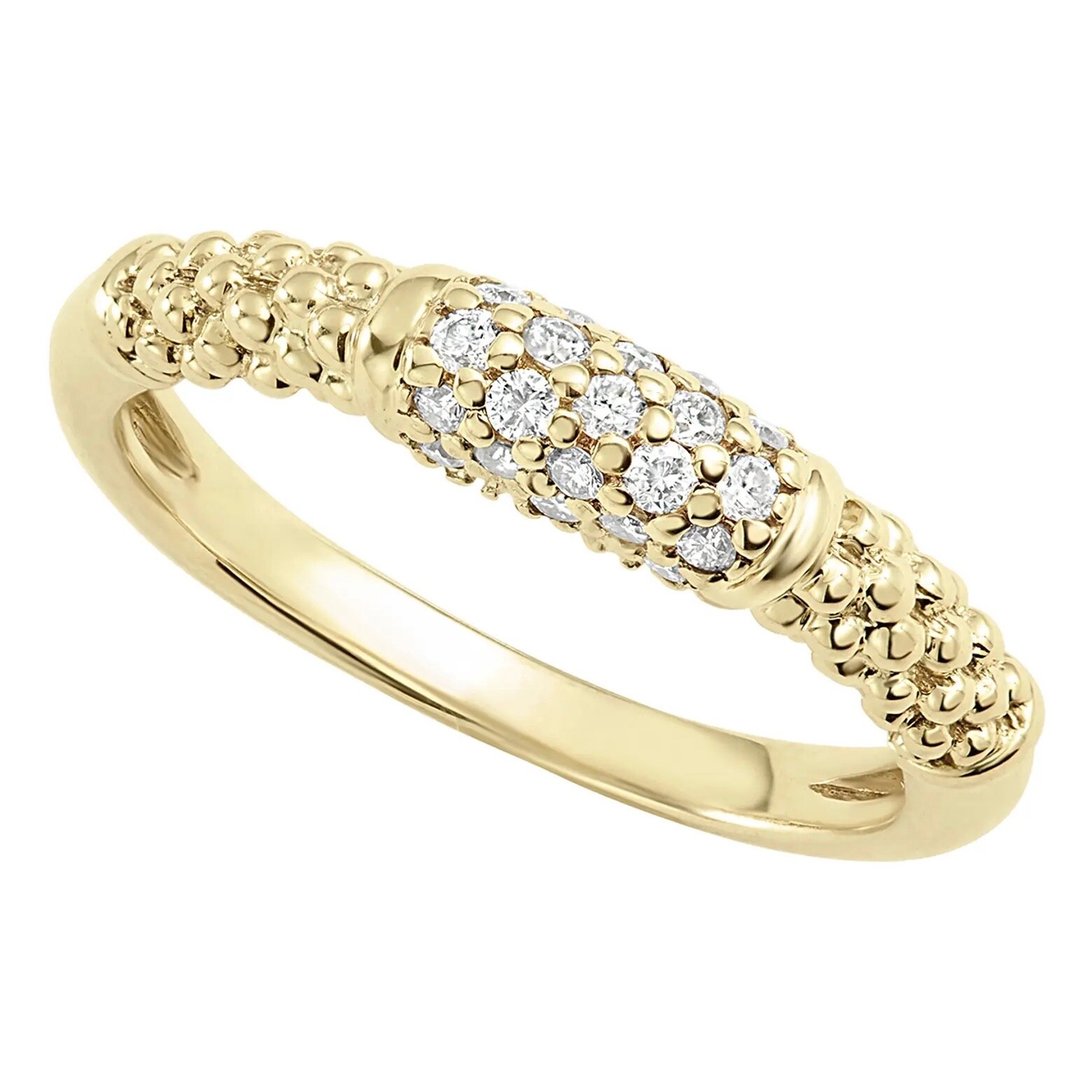 LAGOS Caviar Gold Diamond Stack Ring in 18K Yellow Gold Size 7 | eBay