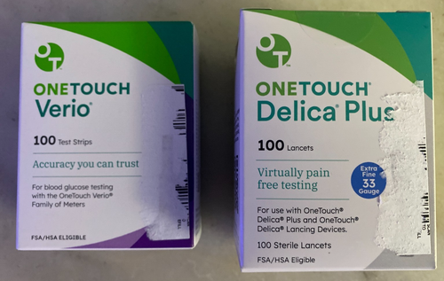 One Touch Verio Test Strips and Delica Plus Lancets Sealed 100 ct. Exp ...