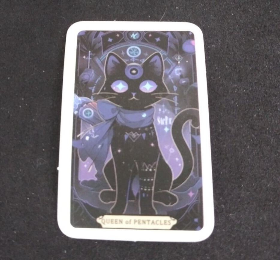 Queen Of Pentacles Cute Cat Tarot Card Sticker 2" x 1.25" | eBay