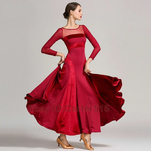 Ballroom Velvet Maxi Modern Dance Performance Dress Tango Waltz Rhythm ...