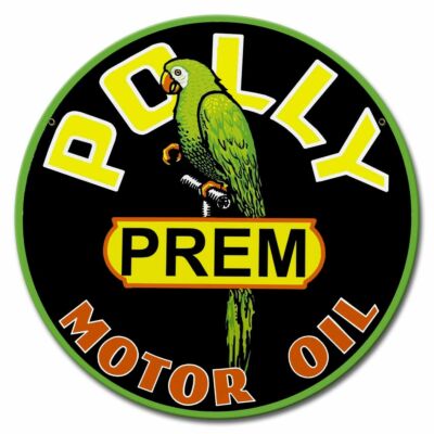 POLLY PREM MOTOR OIL 14" ROUND HEAVY DUTY USA MADE METAL GAS DOUBLE ...