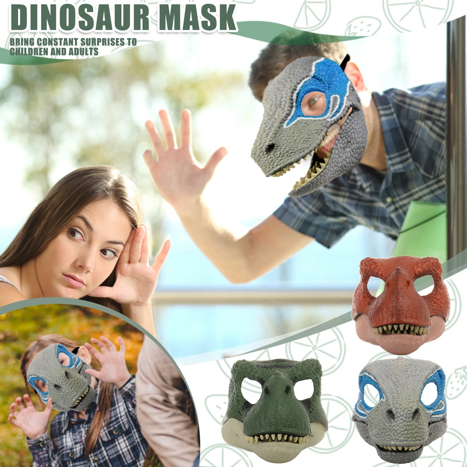 Dragon Dinosaur Mask Snake Open Mouth Latex Horror Dinosaur Headgear 🐄 ...