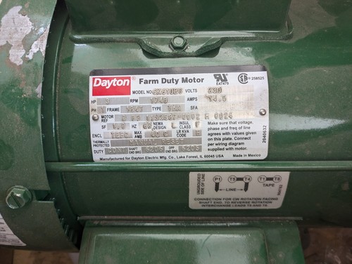 Dayton 6K610 High Torque Farm Duty Motor, Capacitor-Start, 3 Hp, 230V ...