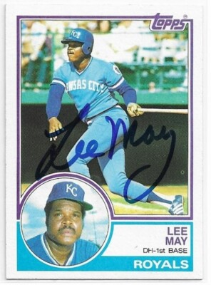 LEE MAY Autographed Signed 1983 Topps Baseball card #377 Kansas City ...