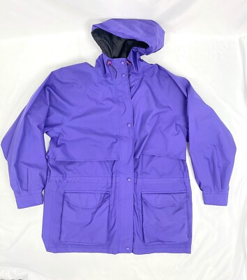 Eddie Bauer Women Large Purple Gore-Tex Windreaker Jacket Coat Hood ...