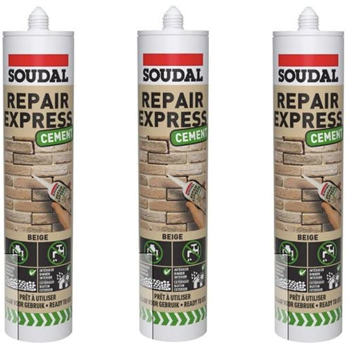 Soudal Repair Express Cement Gap and Crack Mortar Filler, Beige, 300ml ...