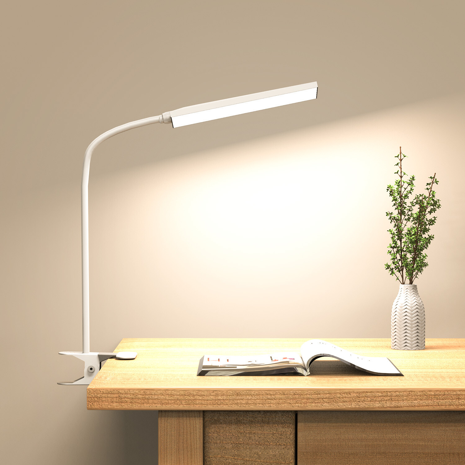 48 LED USB Clip On Desk Lamp Dimmable Memory Study Reading Table Light ...