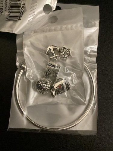 Royal Caribbean Icon Cruise New In Package Bangle Bracelet 6 Silver Tone Charms | eBay