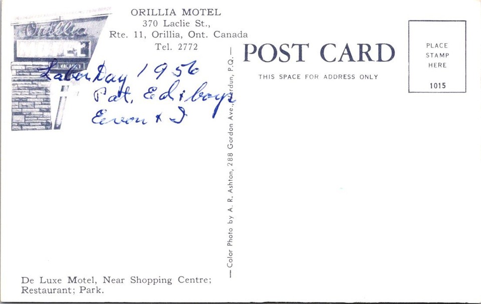 Orillia Motel, ORILLIA, Ontario, Canada Chrome Advertising Postcard | eBay