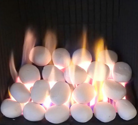 Gas Fire Pebbles Replacement 20 Oval Ceramic White Living Flame Gas ...