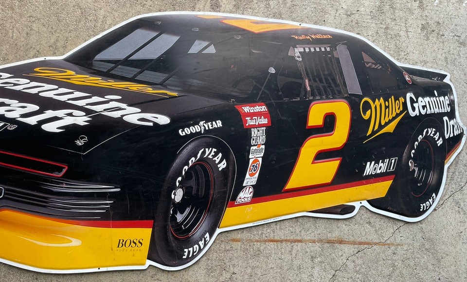 Vintage 1990's Miller Genuine Draft Rusty Wallace #2 Tin Metal Sign ...