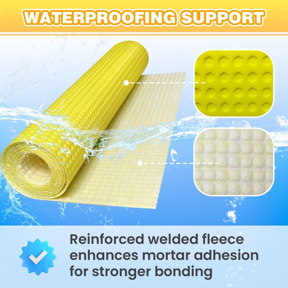 54 sqft Uncoupling Membrane for Tile, Waterproof Flooring Underlayment ...