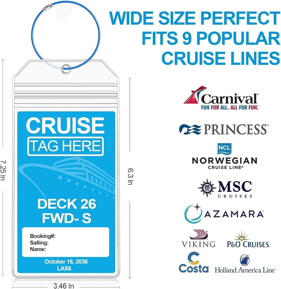 6 Pack Cruise Luggage Tag Holders for Carnival NCL Princess MSC Cruise ...