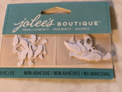 JOLEE’S BOUTIQUE 3D MINI WHITE DOVES W/ GEMSTONES 2 SIZES WHITE DOVES ...