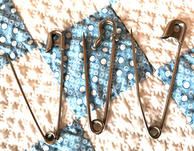 Safety Pins Lot of 3 Large Oversized Vintage Sharp Metal Cloth Piercing ...
