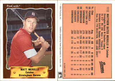 Matt Merullo 1990 ProCards #1112 RC Card | eBay
