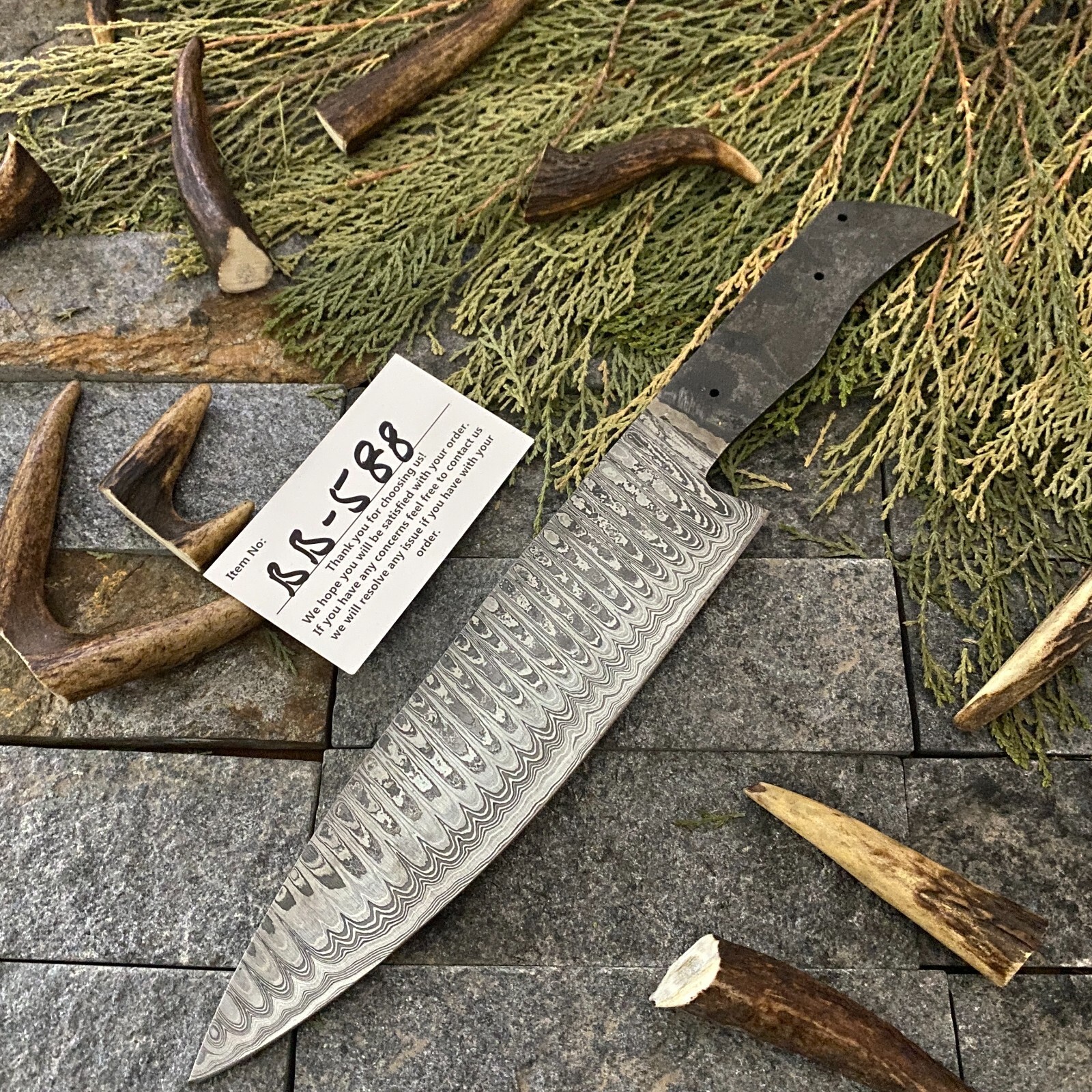 12”CUSTOM HAND FORGED Damascus Steel Chef knife Blank Blade Knife ...