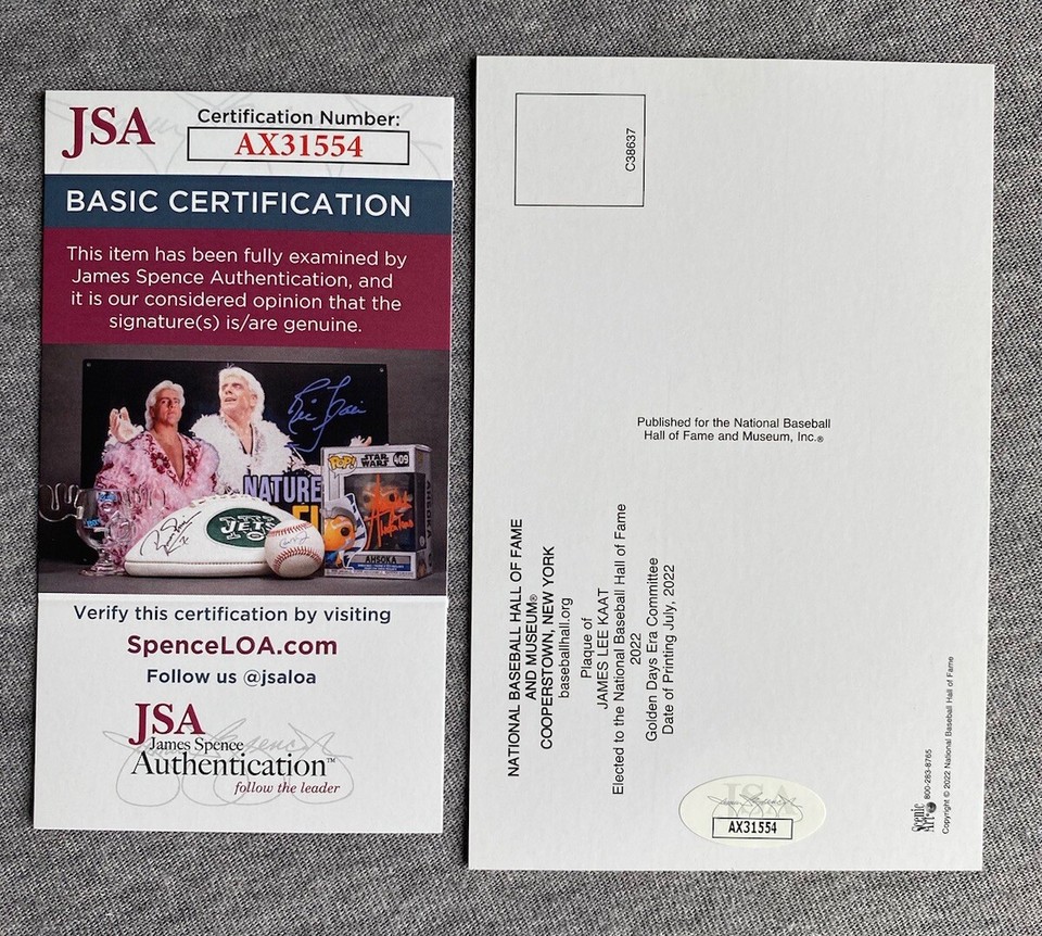 MINNESOTA TWINS- JIM KAAT AUTOGRAPH HALL OF FAME PLAQUE POSTCARD JSA ...