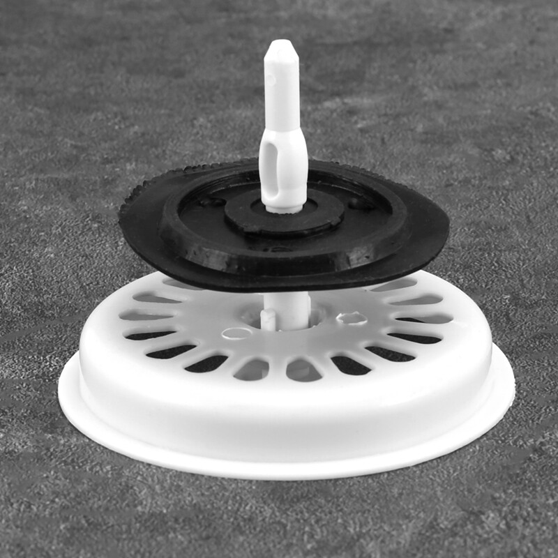 Food Waste Stopper Spin Lock Sink Strainer 3.1" Dia White Black Plastic ...